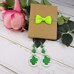 RareLove Silver Plated Interlocking Circle Shamrock Piercing Dangle Earrings Alloy St Patrick's Day Gift For Women