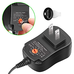 Aisilk Multi-Voltage AC DC Power Adapter 3V-12V 1000mA 1A Max 12W Universal Switching AC/DC Charger W/ 8 Adapter Plugs Compatible with 3V 4.5V 5V 6V 7.5V 9V 12V Electronic Devices