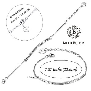Graduation Gifts 925 Sterling Silver Women Engraved Inspirational Adjustable Bracelet “She Believed She Could So She Did” Friendship Gift (A-silver)