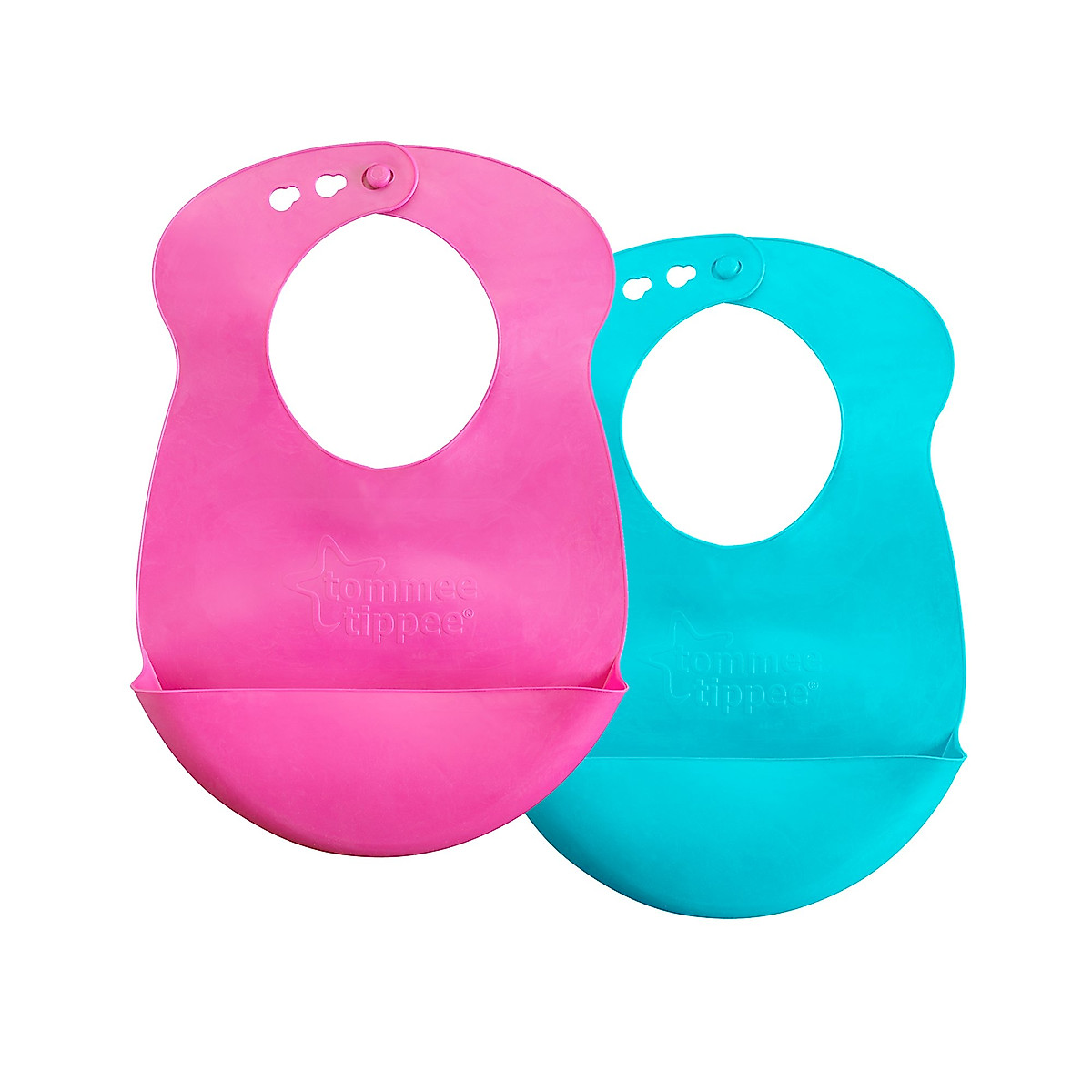 Tommee Tippee Easi-Roll Bib, Pink and Purple/Pink and Blue, 2 Count