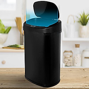 Better Choicet Kitchen Trash Can with Touch-Free Motion Sensor, Automatic Stainless-Steel Trash Can with Lid, Anti-Fingerprint Mute Designed Garbage Can Waste Bin,13.2 Gallon / 50 Liter (Black)