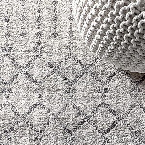 JONATHAN Y MOH101B-9 Moroccan HYPE Boho Vintage Diamond Indoor Area-Rug Bohemian Easy-Cleaning Bedroom Kitchen Living Room Non Shedding, 9 X 12, Cream/Gray