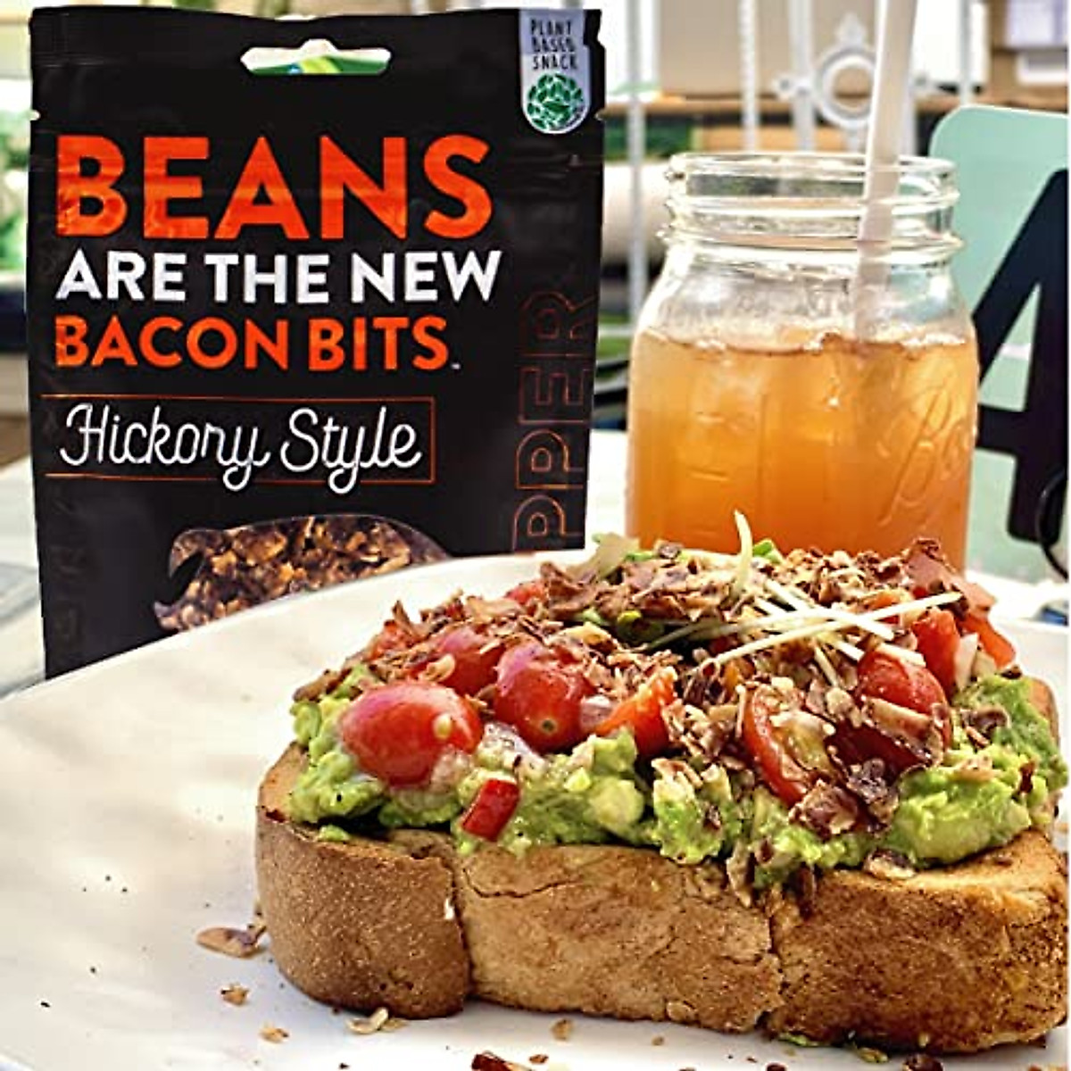 Beans Are The New Bacon Bits - Hickory Style - A Plant-based, Vegan, Non-GMO meat substitute made from Pinto Beans - 3 Ounce Bag - PACK OF 2