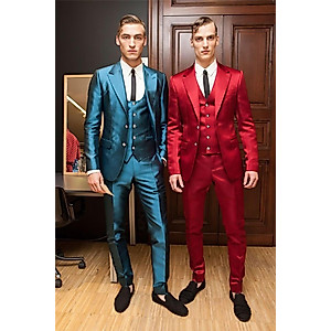 Dusty Rose Satin Men Suit Slim Fit Tuxedo 3 Piece Suit for Men Suits Prom Party Blazer Wedding Suit Men, 3XL