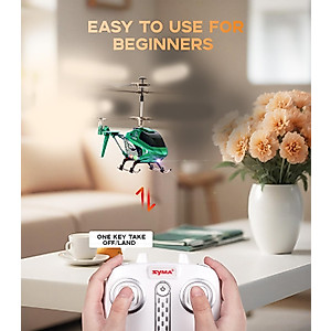 SYMA Remote Control Helicopter, S107H-E Aircraft with Altitude Hold, One Key take Off/Landing, 3.5 Channel, Gyro Stabilizer, High &Low Speed, LED Light Indoor to Fly for Kid Beginner(Green)