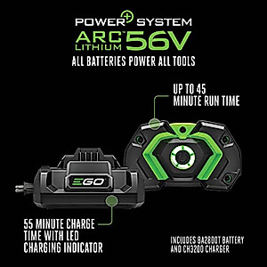 EGO Power+ ST1623T 16-Inch 56-Volt Lithium-Ion Cordless POWERLOAD™ with LINE IQ™ Telescopic Carbon Fiber Straight Shaft String Trimmer, 4.0Ah Battery and Charger Included