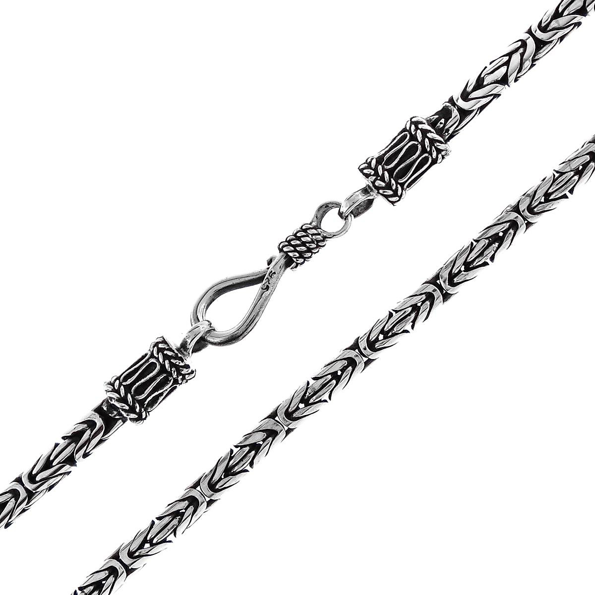FifiRose Length 9 3mm Round Byzantine Handmade Bali Oxidized 925 Sterling Silver Chain Anklet Bracelet