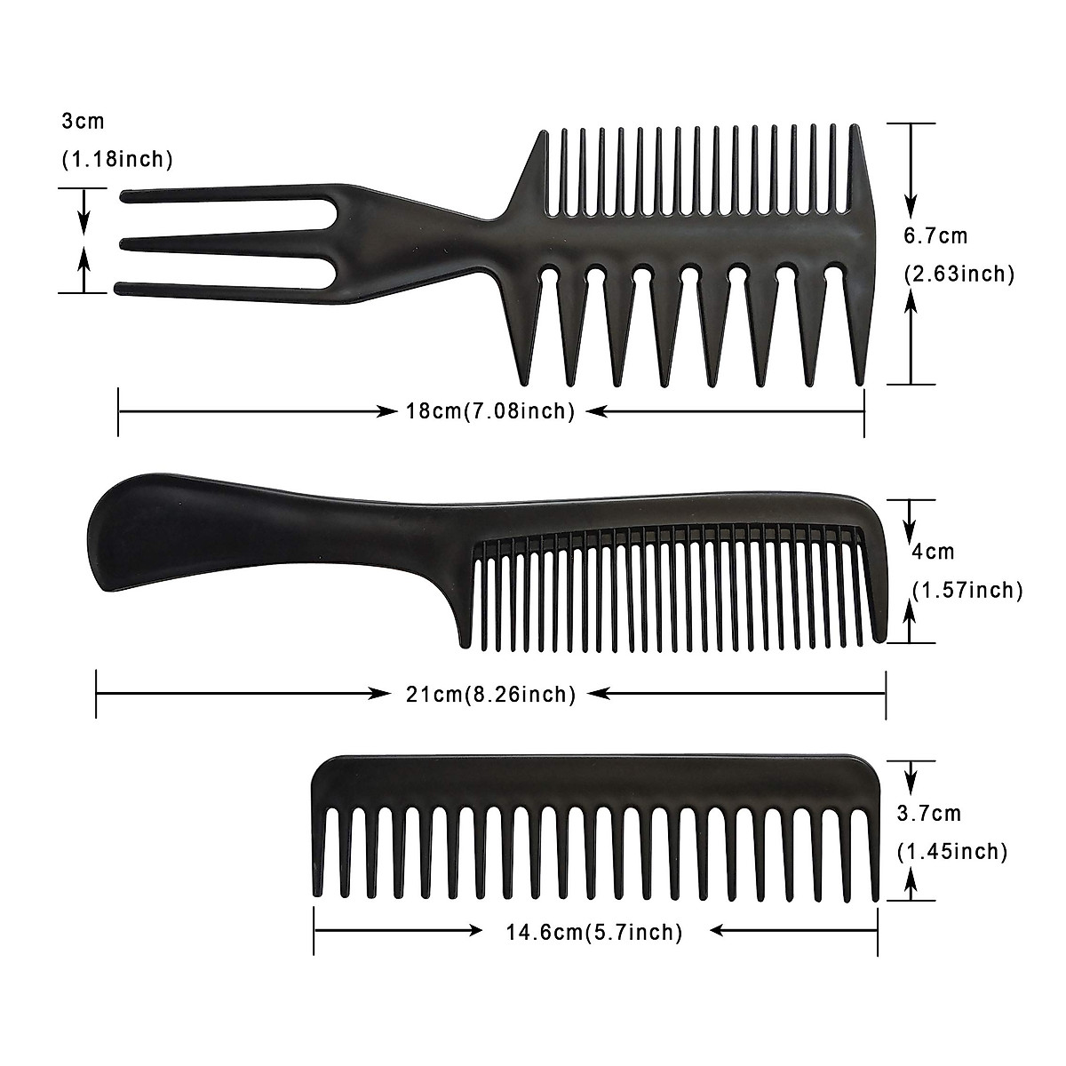 10PCS Black Hair Comb Set Hair Styling Comb for Women Men Kids Hairdressing Hair Cutting Combs for Hair Styling Tool