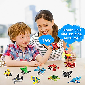 Party Favors for Kids 4-8 8-12 Mini Building Blocks Toys with 12pcs Insect & Sea Animals Goodie Bags Stuffers Pinata Classroom Prize Box Fillers Birthday Party Supplies for Boys Girls