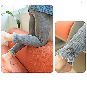 4 Pack Girls Ankle Length Cable Knit Footless Lace Ruffle Tights Stretch 9-12T