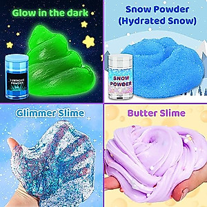 DIY Mermaid Slime Kit for Girls 10-12, Glow in The Dark Butter Slime Making Kit, Premade Fluffy Glitter Cloud Crunchy Slime Mermaid Toys for Kids 10+ Years, Birthday Party Favors Gift and Crafts