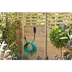 The Metal Magician Garden Hose Holder Wall Mounted Water Pipe Hanger Heavy Duty Metal Pipe Hook for Outside Yard Ideal for Extension Cords, Ropes (Black) (Hose Hook)
