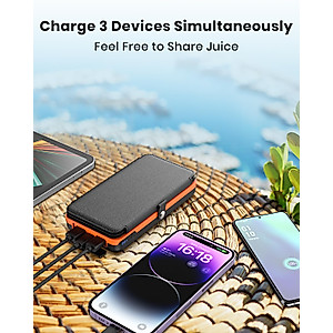FEELLE Solar Charger 27000mAh, 22.5W Fast Charging Solar Power Bank 4 Solar Panels Portable Phone Charger PD QC 4.0 USB C External Battery Pack for iPhone Samaung iPad Outdoor