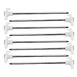 Tent Stakes, Galvanized Steel Pop Up Tent Stakes Pegs with Fluorescent Stopper for Pitching Camping Tents Canopy (White)