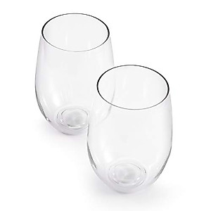 hotder Tritan Stemless Wine Glasses,Unbreakable BPA-Free Plastic Glasses,Set of 4,16OZ (Egg Shape)