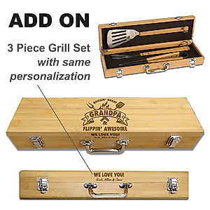 Grandpa Gift –PERSONALIZED Bamboo Cutting Board Custom Engraved Grillin Great Flippin Awesome Fathers Day Birthday Christmas Gift Best Grandpa Ever Papa Poppop Gifts Grandkids Grandchildren(11.5x13.5)