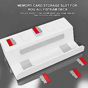 JOYTORN Stand Base Holder for ASUS Rog Ally/Steam Deck,Frosted Aluminum Alloy Playstand with SD Card Slots,Anti-Slip Silicone Pad-White