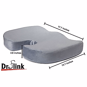 Dr. Flink Tailbone Seat Cushion - Pain Relief Chair Pillow, Cool Gel-Enhanced 100% Memory Foam, Orthopedic & Quality Comfort | Support & Relives Back & Sciatica, for Car, Truck, Home, and Office