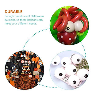 NUOBESTY 100PCS Halloween Eyeball Balloons 5 Inch Inflatable Thickened White Latex Balloons Round Eyeball Aluminum Film Balloons for Halloween Party Decoration Supplies