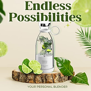 Mini Personal Size Blender, Portable Blender Bottle, Mini Rechargeable Blender, USB Charged Blender, 3 Reusable Aluminium Straw, 1 Straw Cleaner, 1 Straw Carrying Bag, White