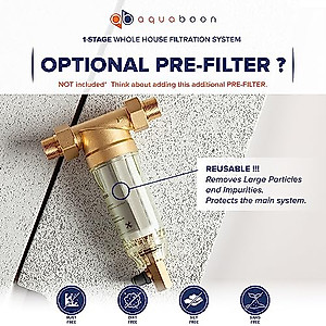 2-Stage Whole House Water Filter System 20"x4.5" - w/Wrench, Steal Bracket & Pressure Gauge & Release Button (1" Port) - 5 Micron GAC Water Filter & Sediment Filter, Compatible with Pentair P5-20BB