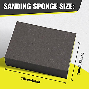 CYAFIXED Sanding Sponge, 60 80 120 220 Coarse Medium Fine Grit Sanding Block, Washable & Reusable Sandpaper Block for Pot Brush Pan Brush Sponge Brush Glasses Sanding Wood Sanding Metal Sanding 6 Pcs