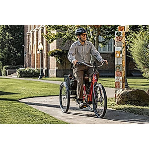 Schwinn Meridian Adult Tricycle Bike, Mens and Womens Three Wheel Beach Cruiser, 26-Inch Wheels, Low Step-Through Frame, Wide Seat, Rear Folding Basket, Single-Speed, White