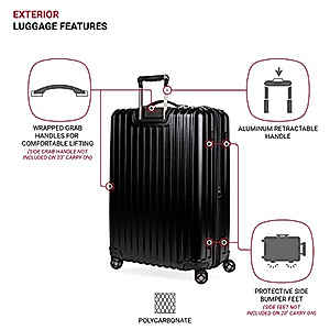 SwissGear 7910 Hardside Expandable Luggage with Spinner Wheels, TSA Lock and USB, Black, Checked-Large 27-Inch