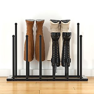 Urban Deco Free Standing Shoe Racks, Boot Organizer for Tall Boots, Black Metal Boot Rack Fit for 6 Pairs, Shoe Organizer for Dorm Room, Closet, Entryway (Black-6pairs)
