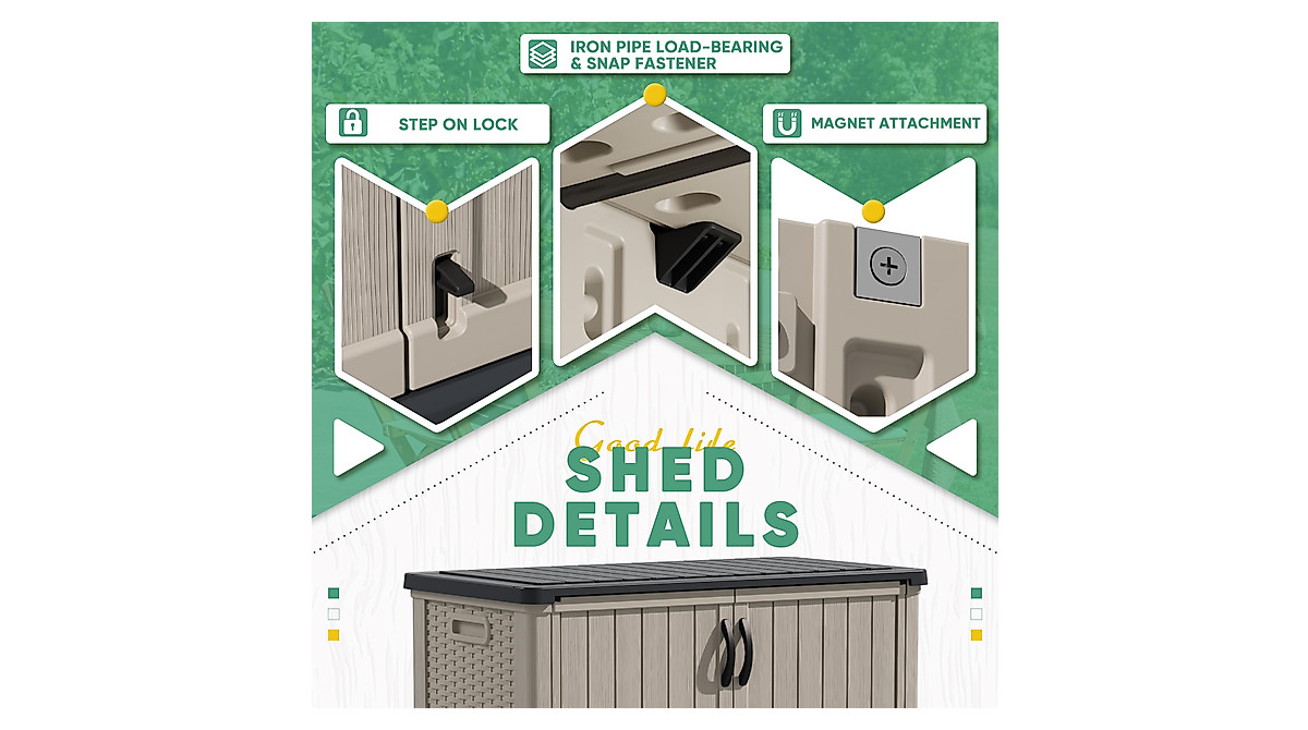 Devoko Outdoor Storage Cabinet - 26 Cu Ft Waterproof Patio Shed