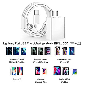 iPhone 14 13 12 11 Fast Charger [Apple MFi Certified], 2 Pack 20W PD USB C Wall Charger Block with 6TF Type C to Lightning Cable Compatible with iPhone 14Pro Max/13Pro Max/12/11Pro/ XS/XR/iPad