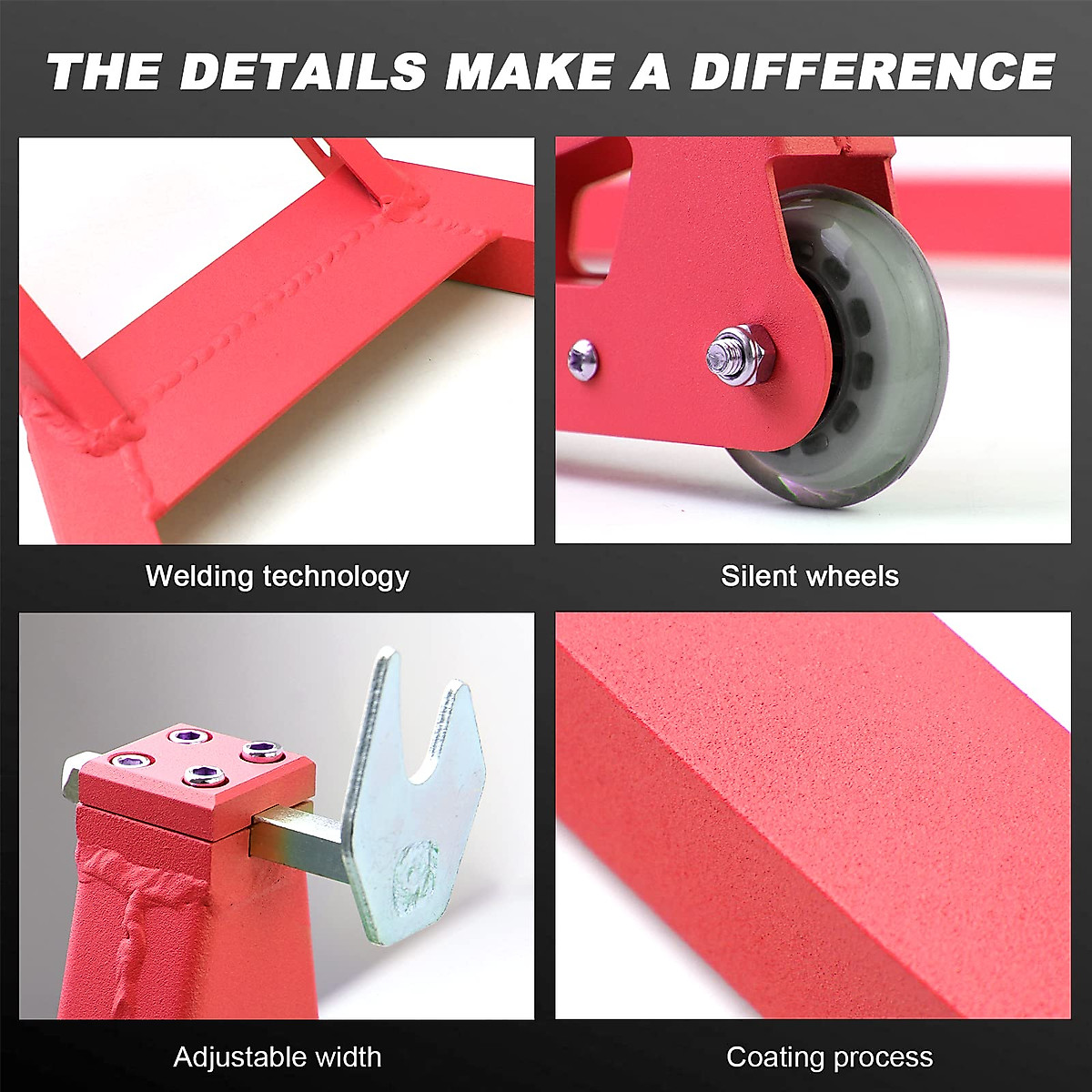 Ruedamann 550 lbs Capacity Motorcycle Stand,Adjustable 9.8"-13.8"W Motorcycle Rear Lift,Motorcycle Storage Lift Stand, Wheel Lift Stand for Sport Bikes,Dirt Bikes,Rear stand, Red