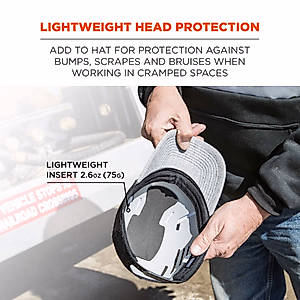 Ergodyne - 23382 Skullerz 8945 Universal Safety Bump Cap Insert, Lightweight, Fits Into Any Baseball Hat, 2-Pack Gray