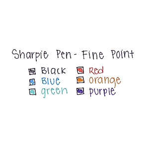 SHARPIE 1976527 Pen, Fine Point, Assorted Colors, 6-Count