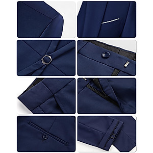 EastSide Men's Slim Fit 3 Pieces , One Button Sets Vest Pants Coat Suit, Khaki, Small