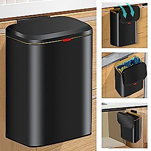 WAYCOM 2.1 Gal Compost Bin Kitchen for Counter Top or Under Sink,Compost Bin Stainless Steel Hanging Compost Bin with Lid for Cupboard/Bathroom/Bedroom/Office,Indoor Compost Bucket