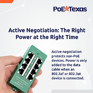 PoE Texas 4 Port PoE/PoE+ Injector with 56V 60W Power Supply - Gigabit Injector - Active Mode A Power Over Ethernet Multi Port PoE Adapter - Supports 4 PoE (802.3af or at) up to 60 watts