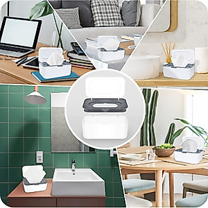 Baby Wipes Dispenser, Wipe Holder with 2 Pcs Portable Travel Wipes Container, Refillable Diaper Wipes Pouch with Lids and Sealing Design, Flushable Bathroom Storage Case Box