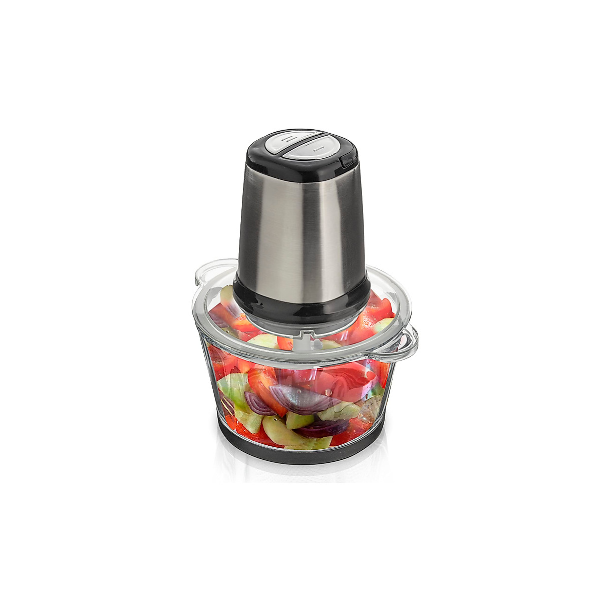 Eternal Living Food Processors & Vegetable Chopper with Glass Bowl Ground Meat Vegetables Fruits Nuts Ice, Stainless Steel