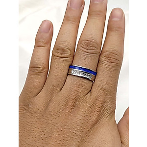 MASHAN Couple Rings Matching Rings His Her Ring Stars and Moon Princess Ring Blue CZ Women's Wedding Ring