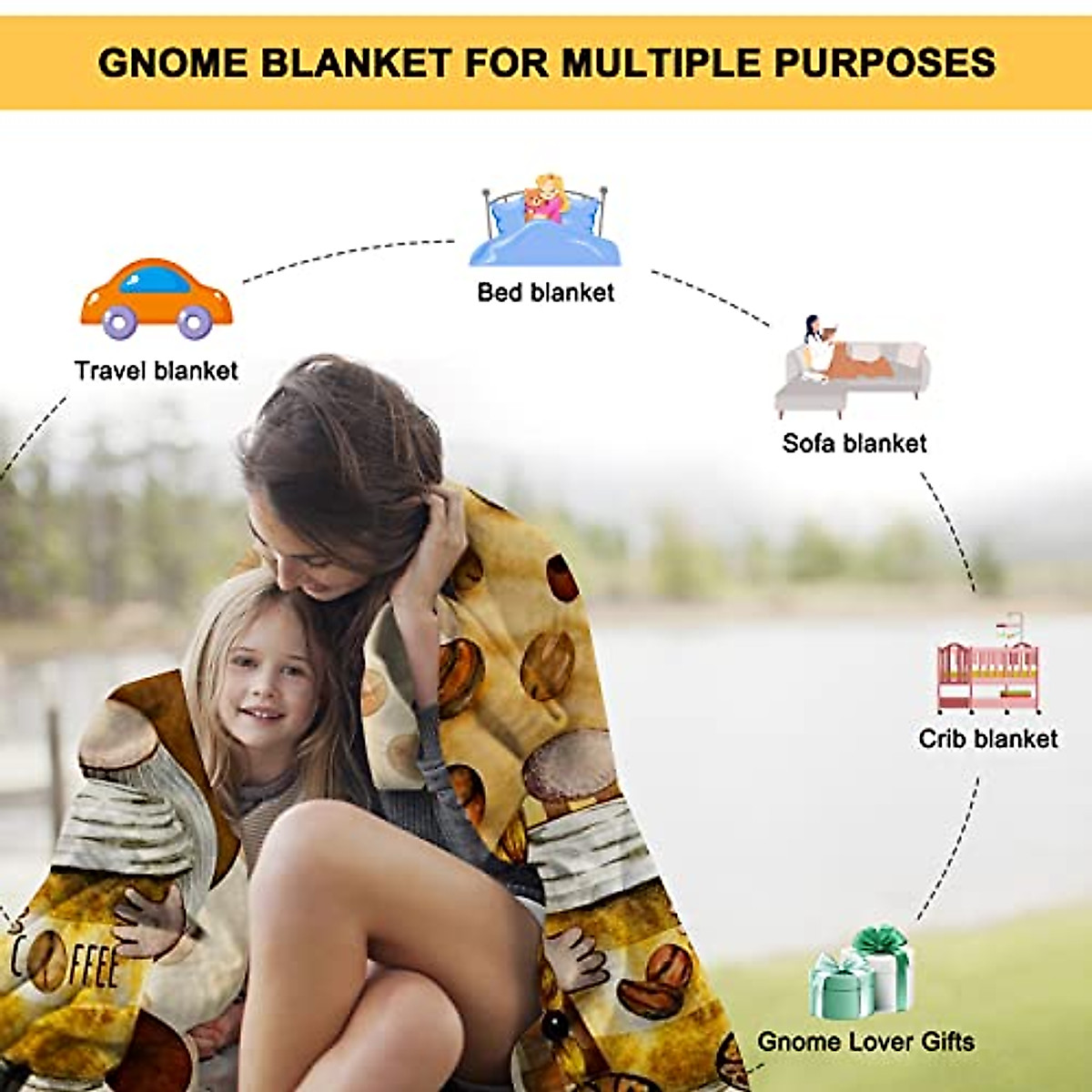 Ivarunner Gnome Blanket - Soft Fall Throw Blanket for Couch, Fuzzy Blankets, Gnome Gifts for Women, Coffee Gnome Blankets and Throws for Adults, Women, Girls, 50''x60''