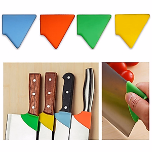 TorSor 4 Pack Chef Knife Handle Protector Silicone Abrasion Proof Universal Safety Cover Sleeves Gloves Japanese Asia Kitchen Meant Cutting Knives Back Edge Guard Case