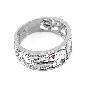 Good Luck Charms 925 Sterling Silver Open Design CZ-Studded Ring (Size 6)