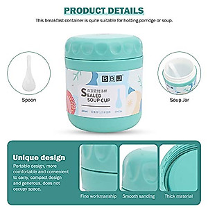 DOITOOL Insulated Lunch Container Insulated Food Jar Soup Lunch Container Bento Box Vacuum Thermal Microwavable Food Storage Container Flask with Spoon Green Water Cup