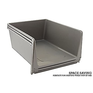 Organize Your Home Stackable Storage Containers with Open Front, 3 Pack, Great Organizing Bins for Pantry, Closet, Bedroom, and all Storage, Grey, 15.2” x 10.6” x 6.0”
