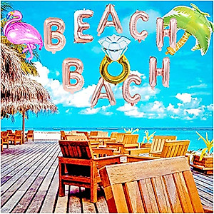 Asonlye Beach Bach Balloons, Beach Bachelorette Party Supplies Decorations - Hawaii Luau Flamingo Ring Palm Tree, Tropical Summer Party Banner