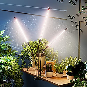 BAEDAOD Grow Lights for Indoor Plants, 6000K 135 LEDs Grow Light for Seed Starting with Full Spectrum, Clip Plant Lights with Flexible Gooseneck，3/9/12H Timer, 10 Dimmable Levels, 3 Switch Modes