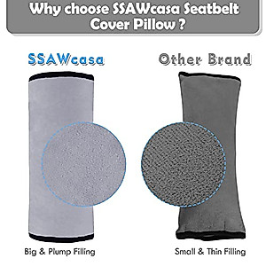 Seat Belt Adjuster and Pillow with Clip for Kids Travel,Neck Support Headrest Seatbelt Pillow Cover & Seatbelt Adjuster for Child,Car Seat Strap Cushion Pads for Baby Short People Adult (Gray)