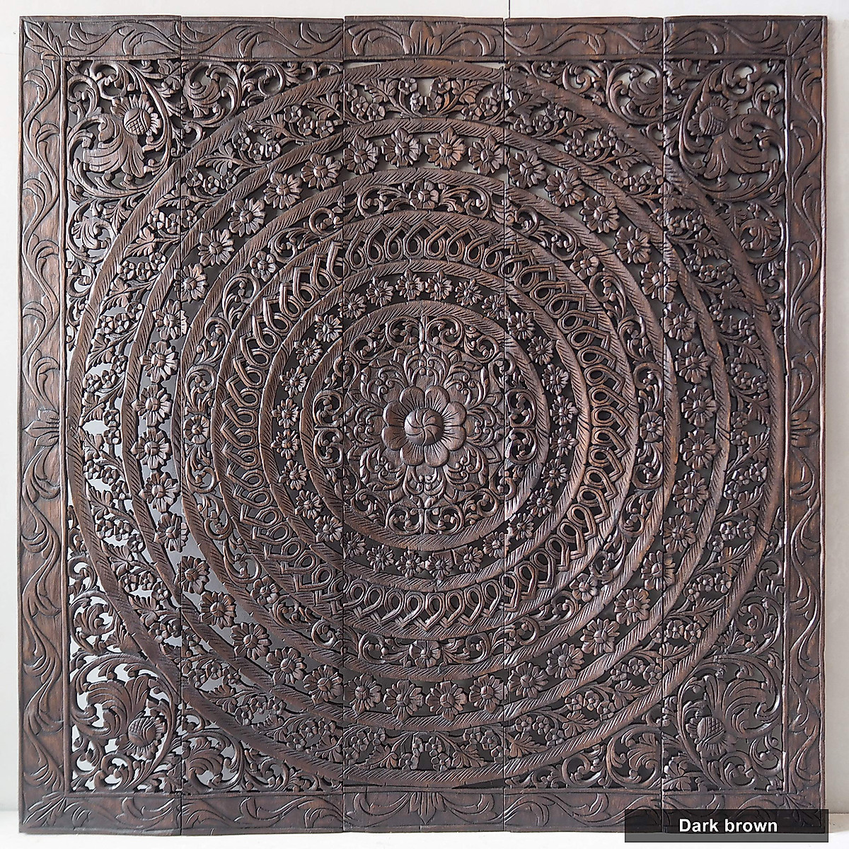 Moroccan Queen Headboard Coastal Bedroom - Home Decoration Furniture Wall Art Panels Hand Carved Reclaimed Teak Wood Thailand 60 Inches