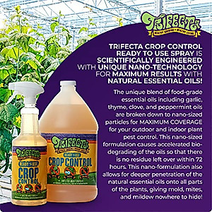 Trifecta Crop Control Ready to Use Maximum Strength Natural Pesticide, Fungicide, Miticide, Insecticide, Help Defeat Spider Mites, Powdery Mildew, Botrytis and Mold on Plants 32 OZ Size
